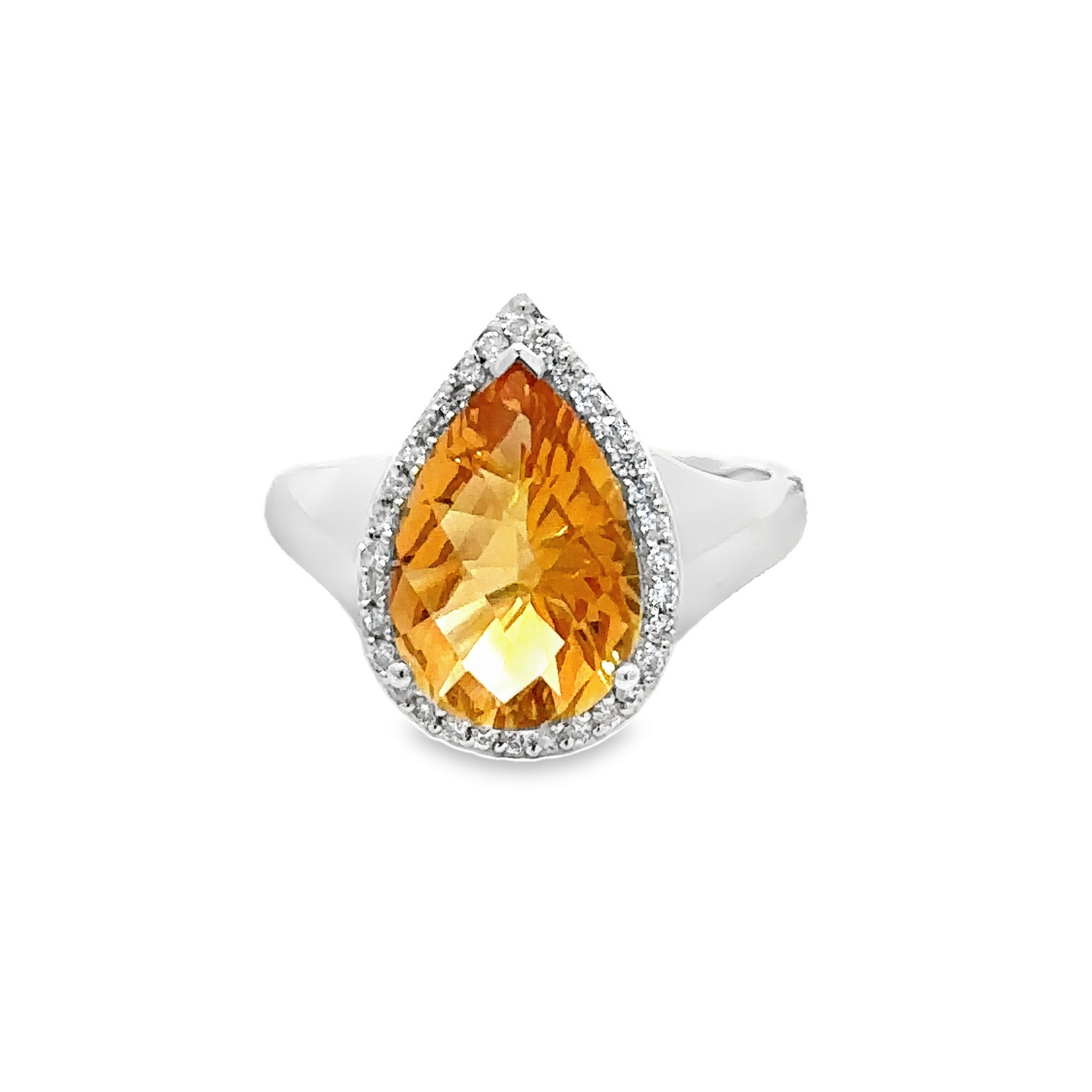 Buy Fire Citrine Gemstone Halo Ring Online | Jewelery4u